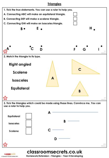 Classroom Secrets Year 4 Triangles PDF -Mild - Cuddington and Dinton School