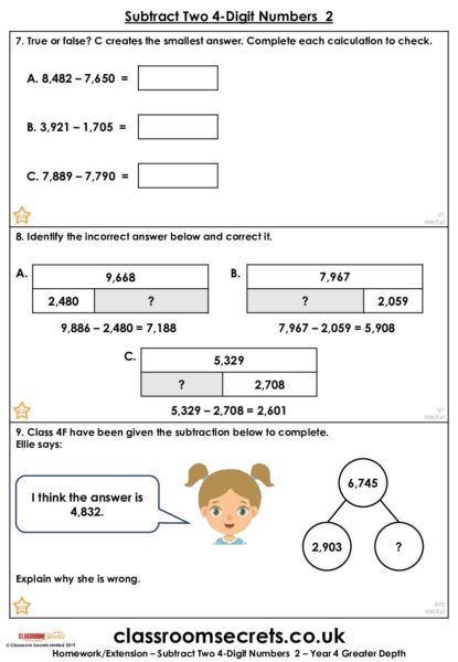 Classroom Secrets Subtraction Sheets-Hot - Cuddington and Dinton School