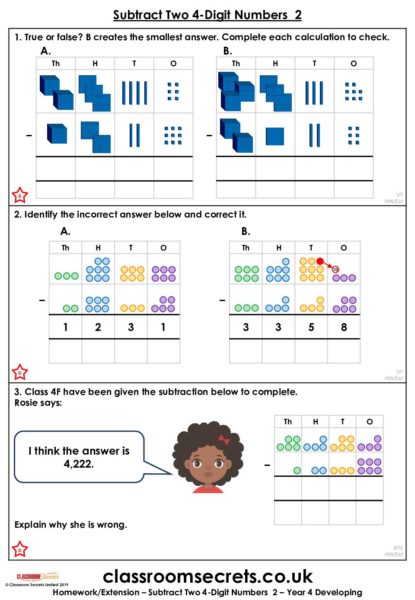 Classroom Secrets Subtraction Sheets-Mild - Cuddington and Dinton School
