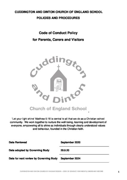 Code of Conduct for Policy for Parents, Carers and visitors ...