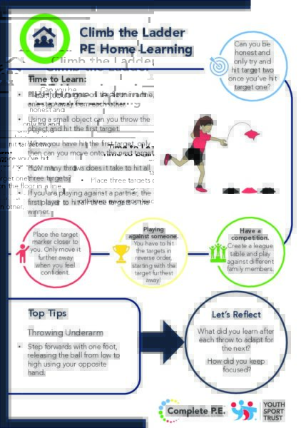 PE Home Learning Climb the Ladder - Cuddington and Dinton School