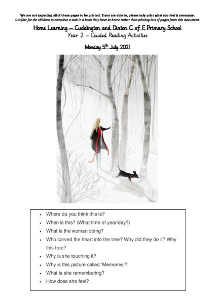 Year 2 - Guided Reading Tasks - Cuddington and Dinton School