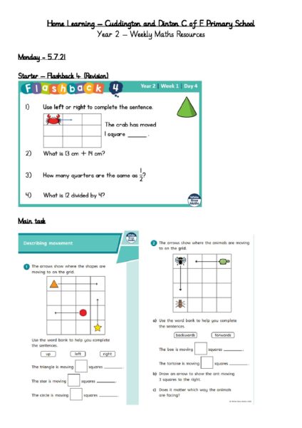 Year 2 - Weekly Maths Resources - Cuddington and Dinton School