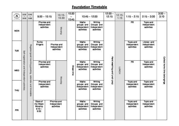 Foundation timetable 2022-23 - Cuddington and Dinton School