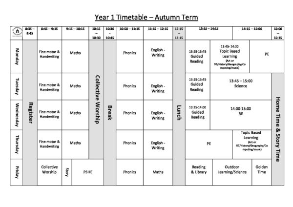 Year 1 Timetable Autumn Term - Cuddington and Dinton School