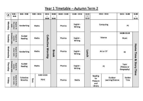 Year 1 Timetable - Autumn Term 2 - Cuddington and Dinton School