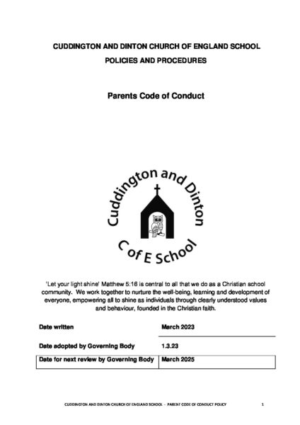 Parents Code of Conduct Policy - Cuddington and Dinton School