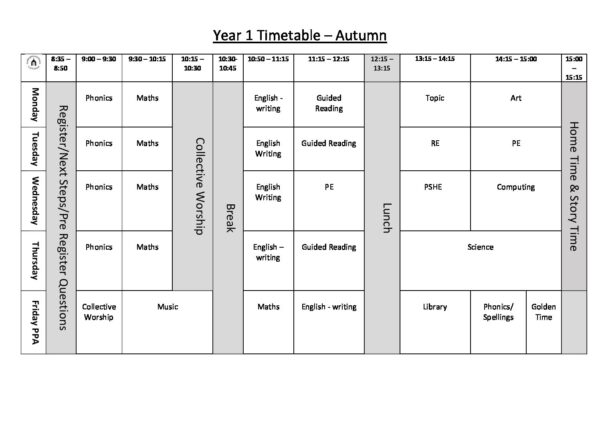 Timetable Year 1 Autumn 1 2023 - Cuddington and Dinton School