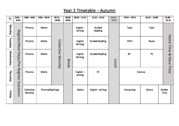 Year 2 Timetable Autumn 1 2023 - Cuddington and Dinton School
