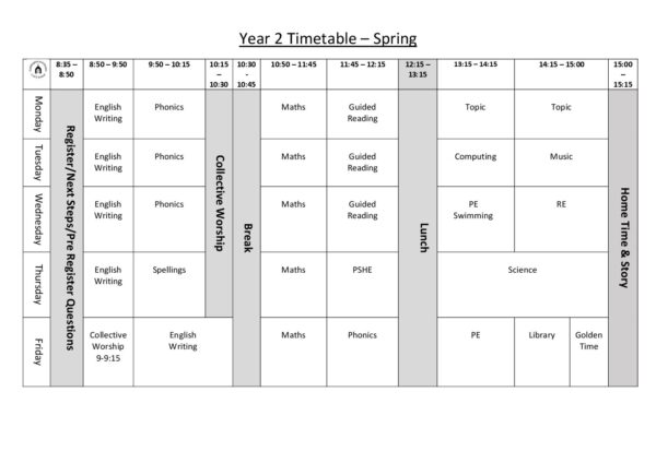 Timetable Year 2 Spring 2024 - Cuddington and Dinton School