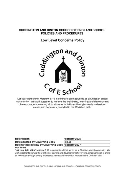 Low Level Concerns Policy 2025-27 - Cuddington and Dinton School