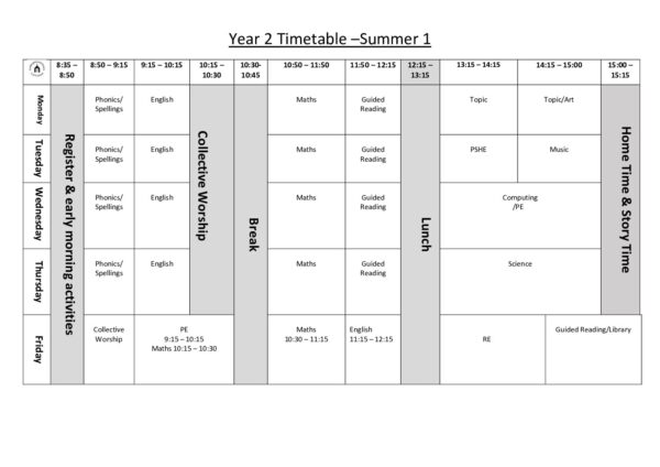 Timetable Year 2 Summer 1 - Cuddington and Dinton School